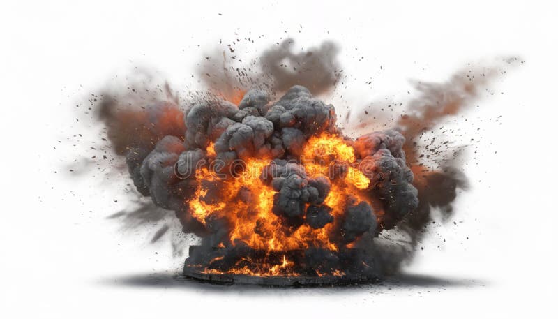 Massive Fiery Explosion Smoke Cloud Dramatic Fire Blast Powerful Impact ...