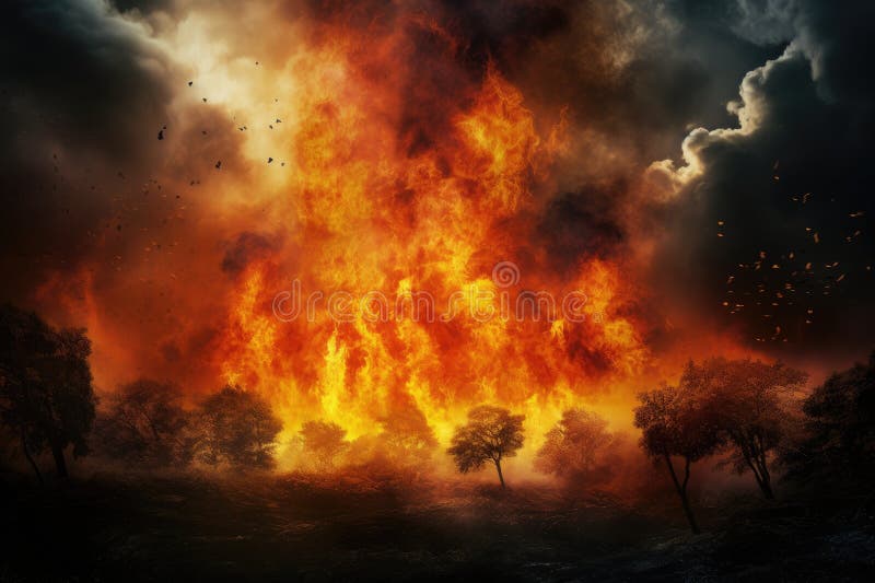 A Massive Fire Blazes in the Sky, Creating a Mesmerizing and Powerful ...