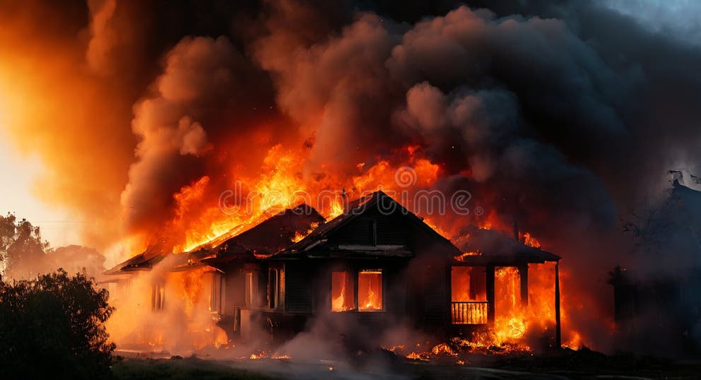House Fire stock image. Image of massive, farm, explosion - 314040979