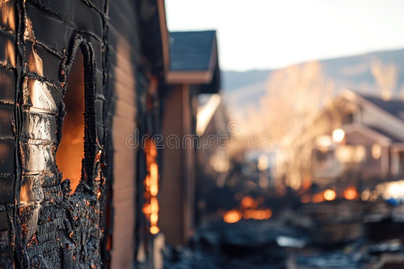 A Massive Fire Consuming the Side of a Building Stock Photo - Image of ...