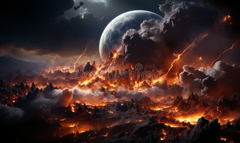 Massive Fire in the Sky stock image. Image of horizon - 310641949
