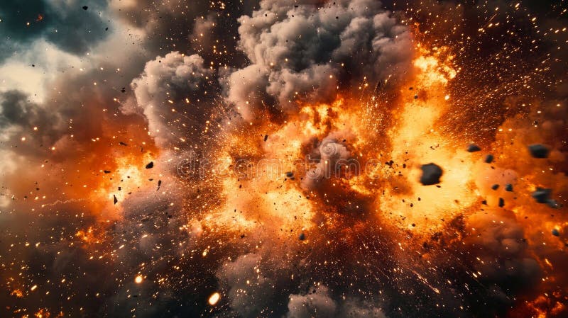 Massive Fireball Explosion, a Devastating Inferno with Billowing Smoke ...