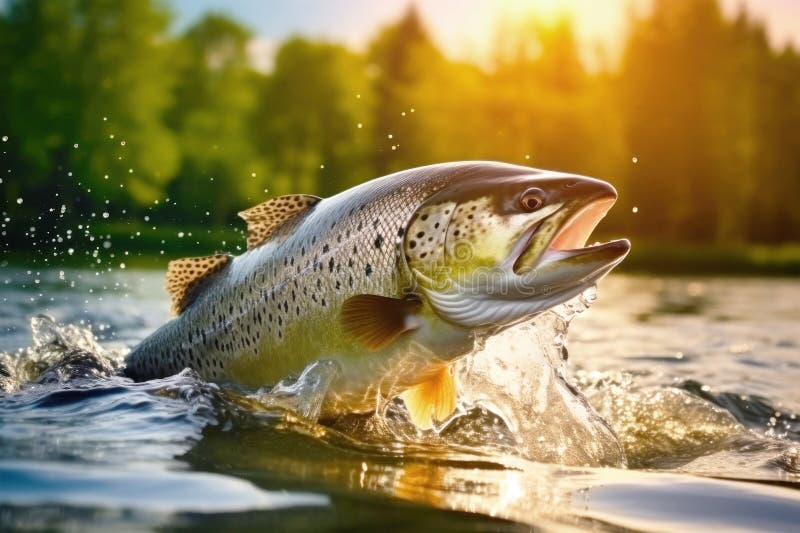 A Massive Fish Gracefully Jumps Out of the Water, Displaying Its Sheer ...