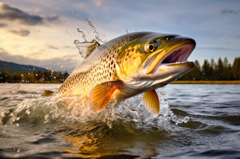 A Massive Fish Gracefully Jumps Out of the Water, Its Powerful Tail ...