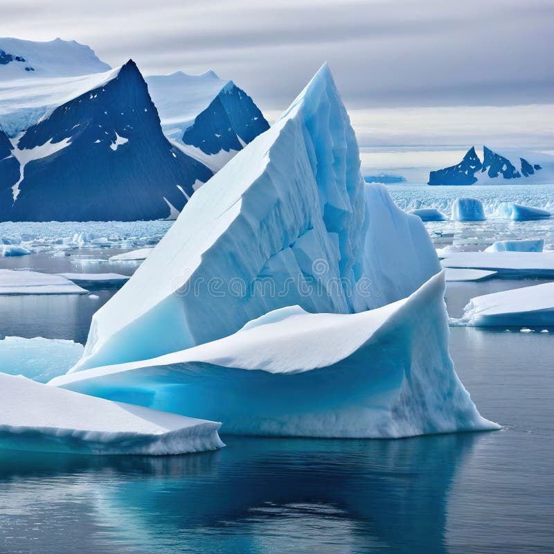 Massive Floating Iceberg in the with Visible Tip Above the Water and a ...