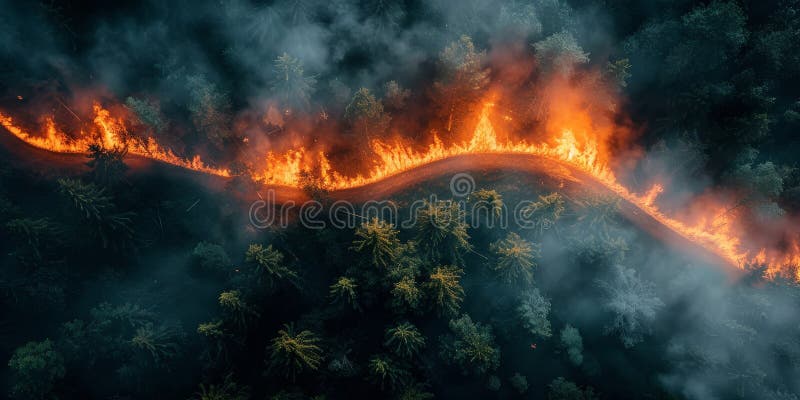 Massive Forest Engulfed in Wildfire Stock Photo - Image of smoke ...