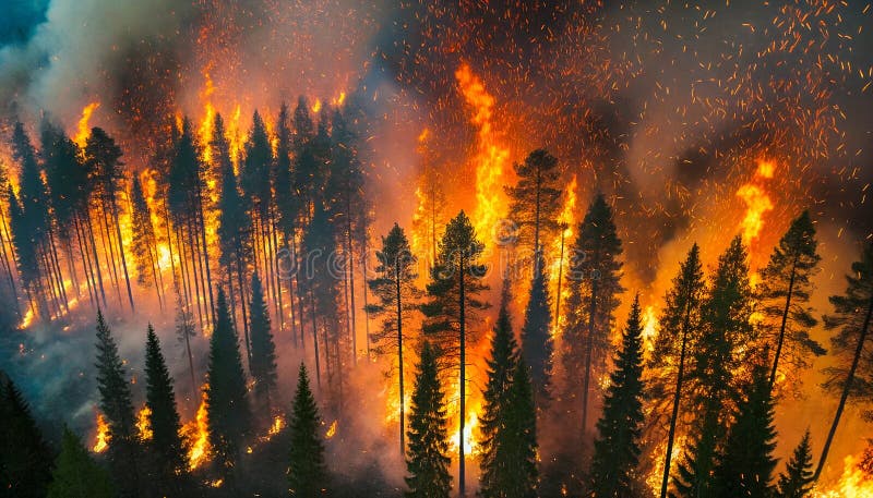 Massive Forest Fire. AI Generated Stock Illustration - Illustration of ...