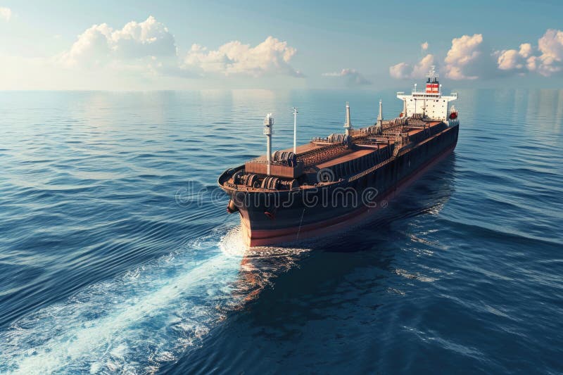 A Massive Freighter Vessel Making Its Way through Open Waters, with ...