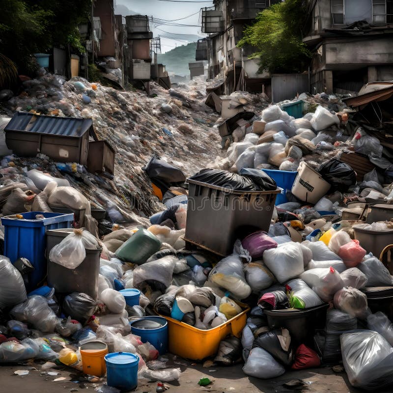 Massive Garbage Everywhere - Ai Generated Image Stock Illustration ...