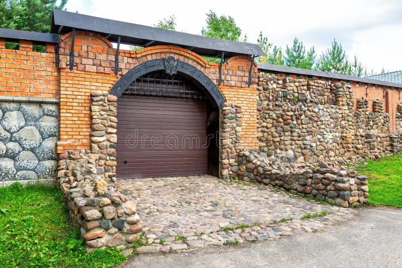 Massive Gate in Big Stone Wall Stock Image - Image of heavy, entryway ...