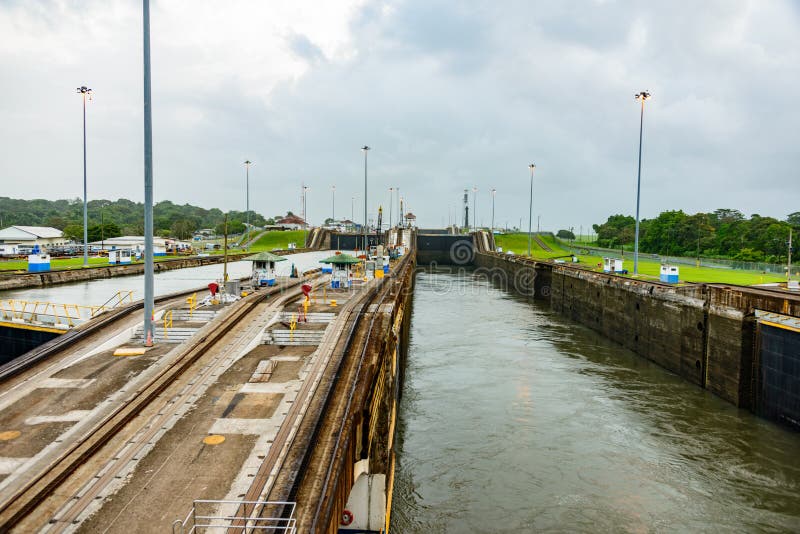 Massive Gates at the Gatun Locks on the Panama Canal Stock Photo ...