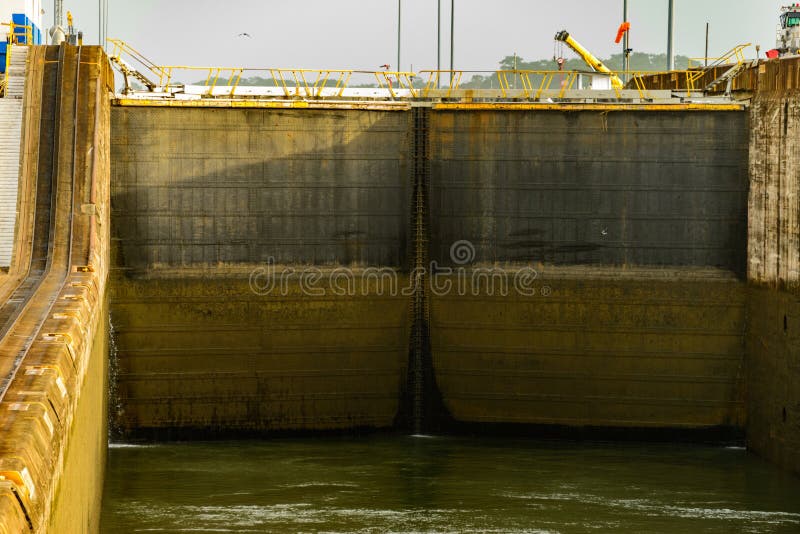 Massive Gates at the Gatun Locks on the Panama Canal Stock Image ...