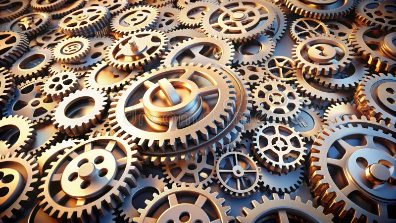 Massive Gear System Powered by Mechanical Components Representing ...