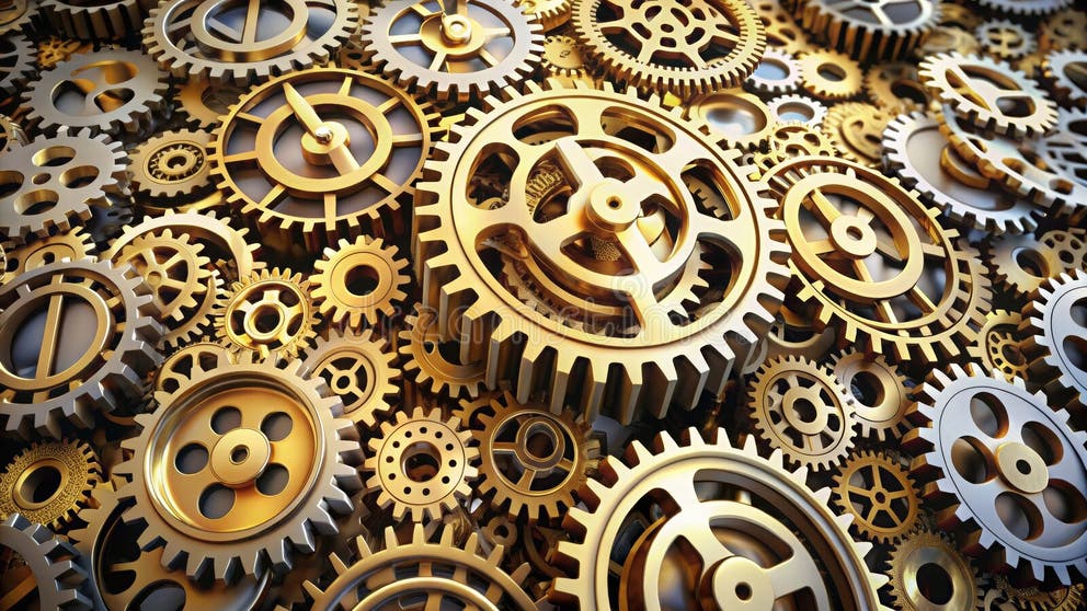 Massive Gear System Powered by Mechanical Components Representing ...