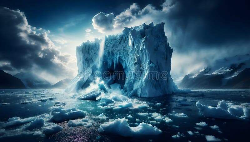 Massive Glaciers Melting into the Ocean, Ice Chunks Breaking Off ...