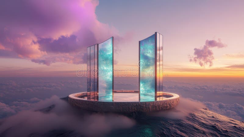 A Massive Glass Structure Stands Prominently in the Ocean, Showcasing ...