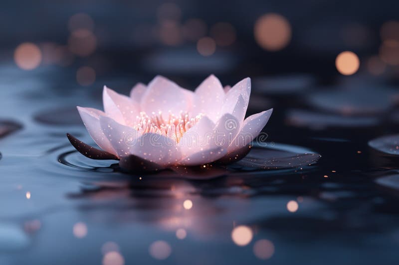 A Massive Glowing Lotus Flower Radiates Light while Gently Floating on ...