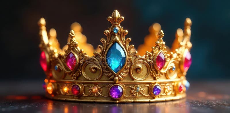 Massive Gold Crown, Gemstones Embedded, Fantasy Design , Shine ...