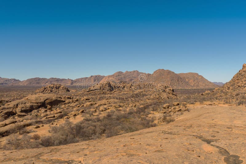 Massive Granite Rock Formation in the Erongo Mountains, Namibia Stock ...
