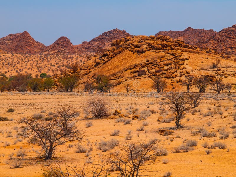 Massive Granite Rock Formation in the Erongo Mountains, Namibia Stock ...