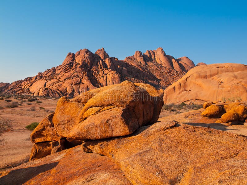 Massive Granite Rock Formations in Namibian Stock Image - Image of ...