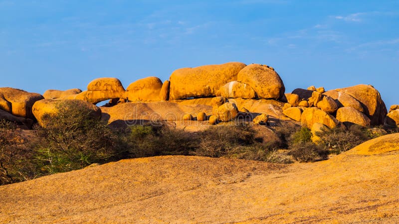Massive Granite Rock Formations in Namibian Stock Photo - Image of ...