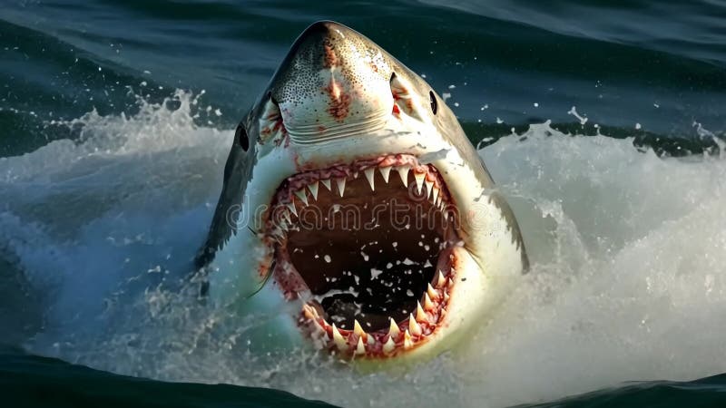 A Massive Great White Shark Breaches the Surface while Feeding Near the ...