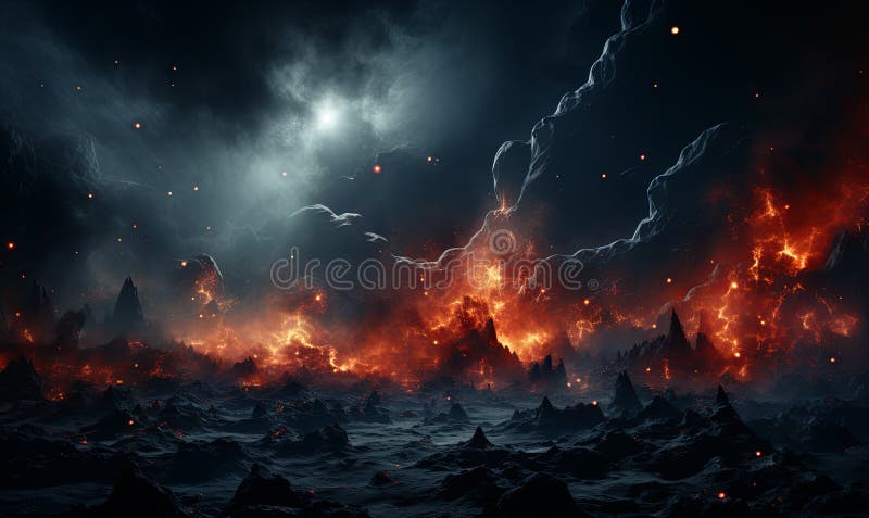 Massive Group of Fire and Smoke in the Sky Stock Image - Image of smoke ...