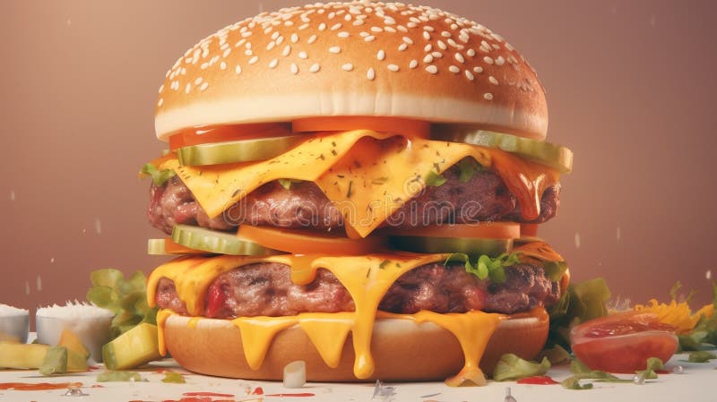 Massive ham burger stock photo. Image of burger, lots - 274443290