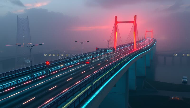 Massive High-tech Bridge with AI-controlled Traffic Lights, Biometric ...