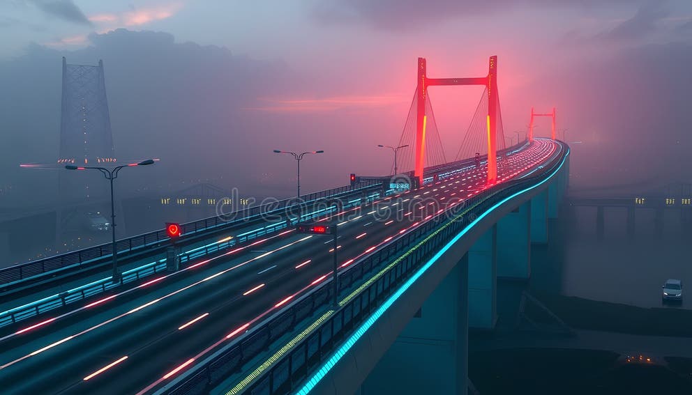 Massive High-tech Bridge with AI-controlled Traffic Lights, Biometric ...