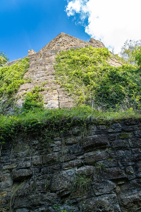 Massive High Walls of an Old Medieval Castle Stock Image - Image of ...