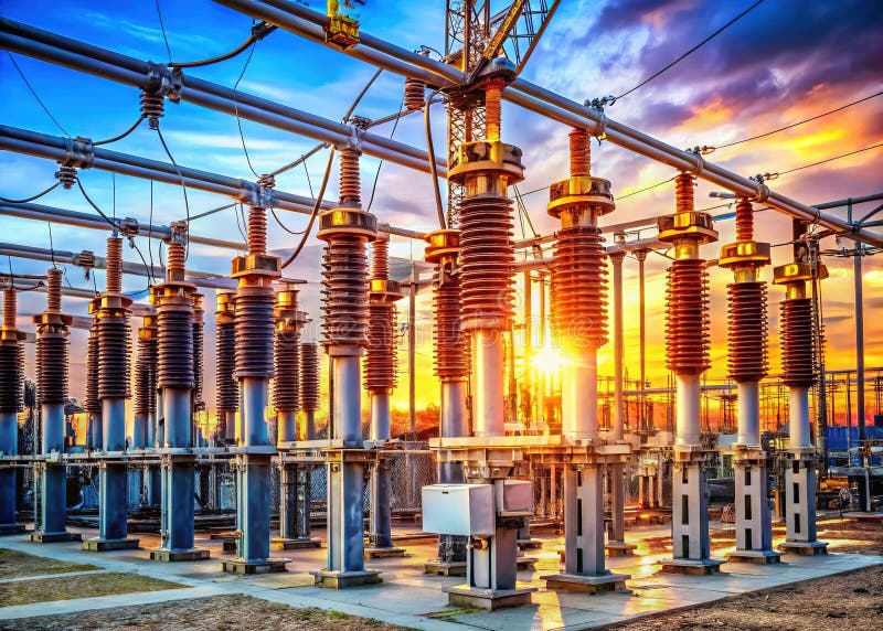 Massive HighVoltage Electrical Substation a Detailed View of Switchgear ...