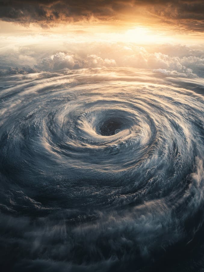 A Massive Hurricane Develops in the Open Ocean during Sunset ...