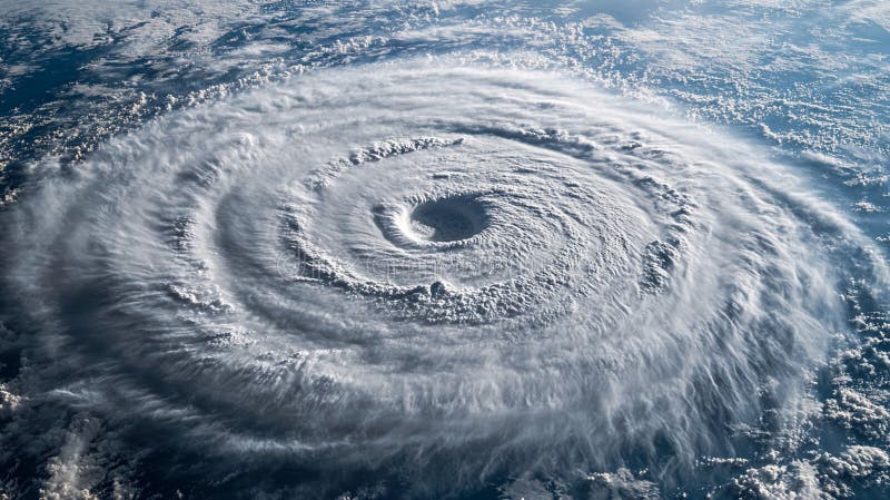 Powerful Hurricane Swirling Over Ocean Captured from Space during ...