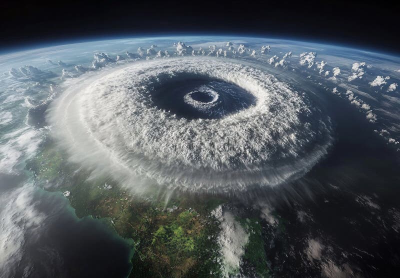 Massive Hurricane Eye Aerial View Space Satellite High Quality Image ...
