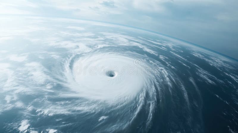 Massive Hurricane Eye Forming Over the Ocean in Satellite View Stock ...