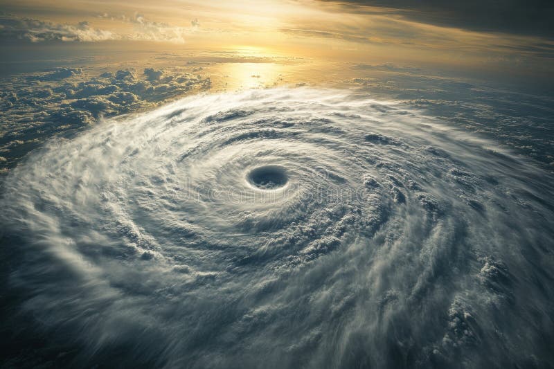 A Massive Hurricane Spirals Over the Ocean, Demonstrating Its ...
