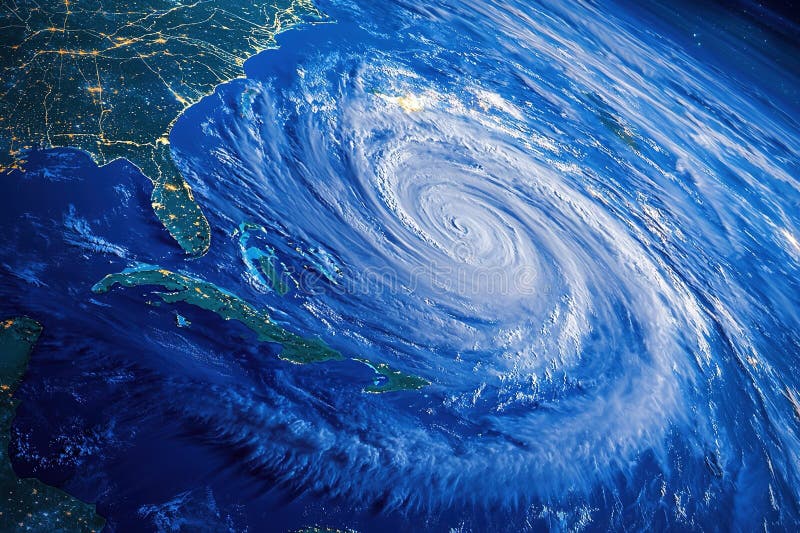 Massive Hurricane Viewed from Space Over Florida. Generative Ai Stock ...