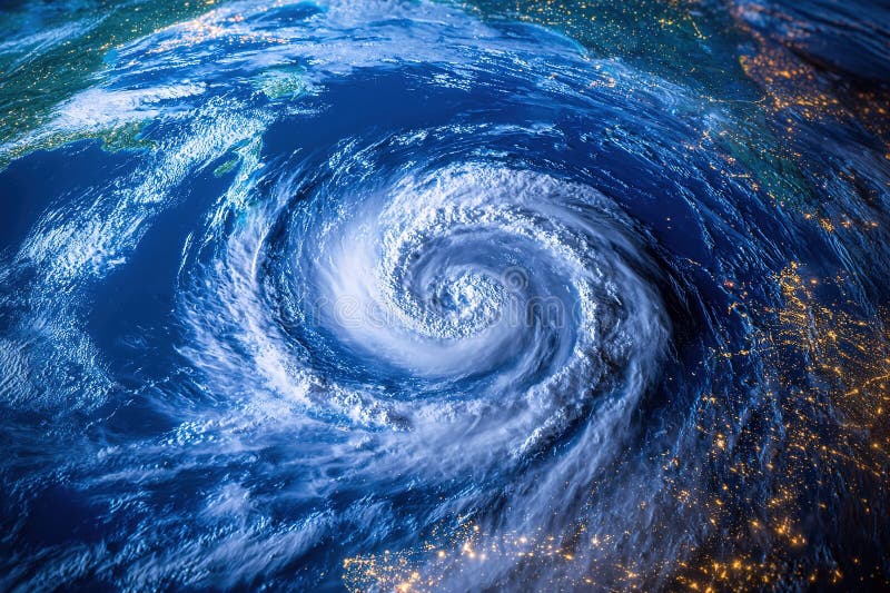 Massive Hurricane Viewed from Space Over Florida. Generative Ai Stock ...