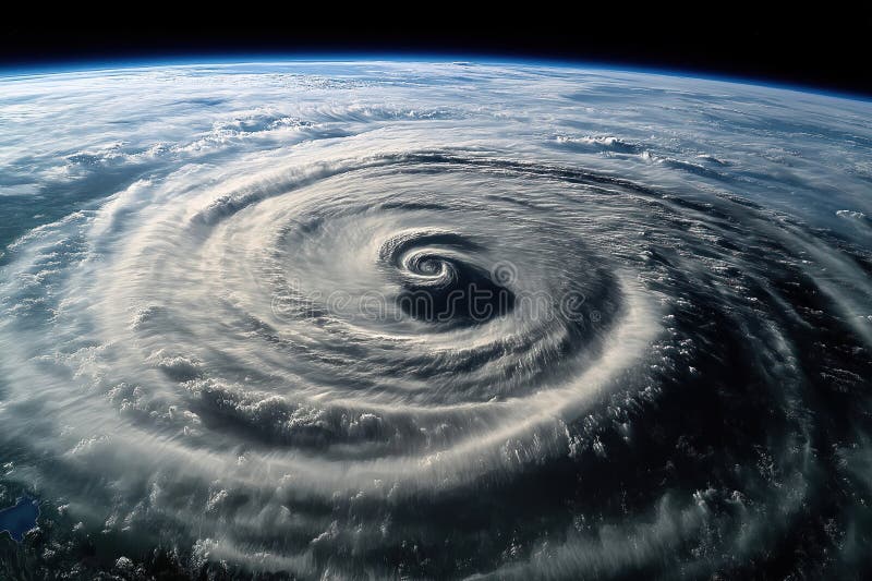 Massive Hurricane Vortex Seen from Space Approaching Land. Powerful ...