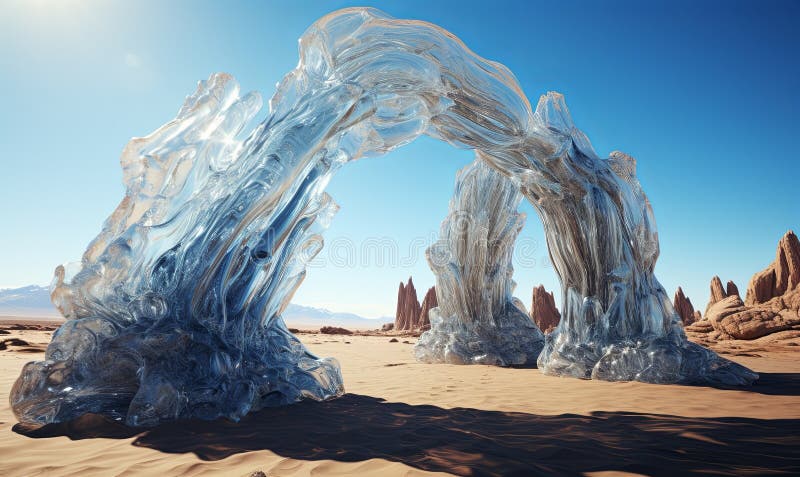 Massive Ice Arch in Desert stock photo. Image of formation - 344614086