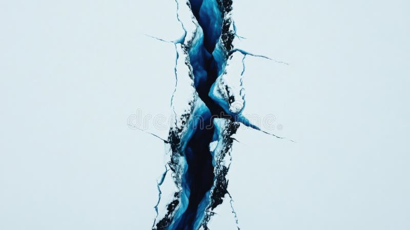 Massive Ice Shelf Cracks Revealing Deep Blue Fissure in Pure Stock ...
