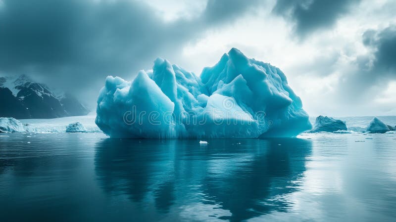 Massive Iceberg in Dramatic Arctic Landscape Reflecting in Dark Waters ...