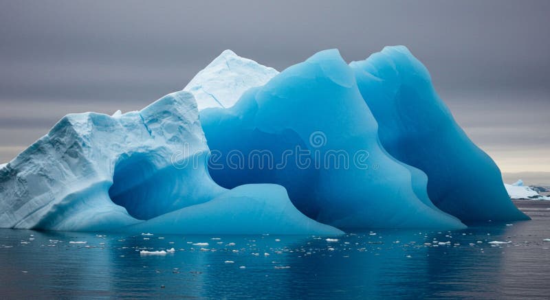 Massive Iceberg Floating in Calm, Dark Waters, with Sharp, Angular ...