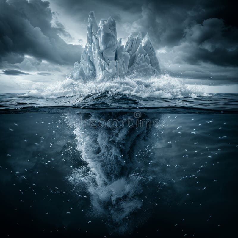 A Massive Iceberg Gracefully Drifts in the Cold Ocean Waters Below a ...