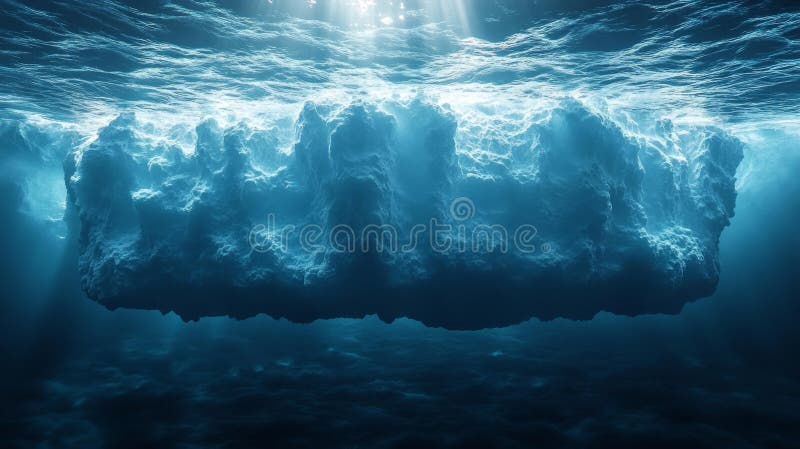Massive Iceberg Submerged Beneath the Ocean Surface Stock Illustration ...