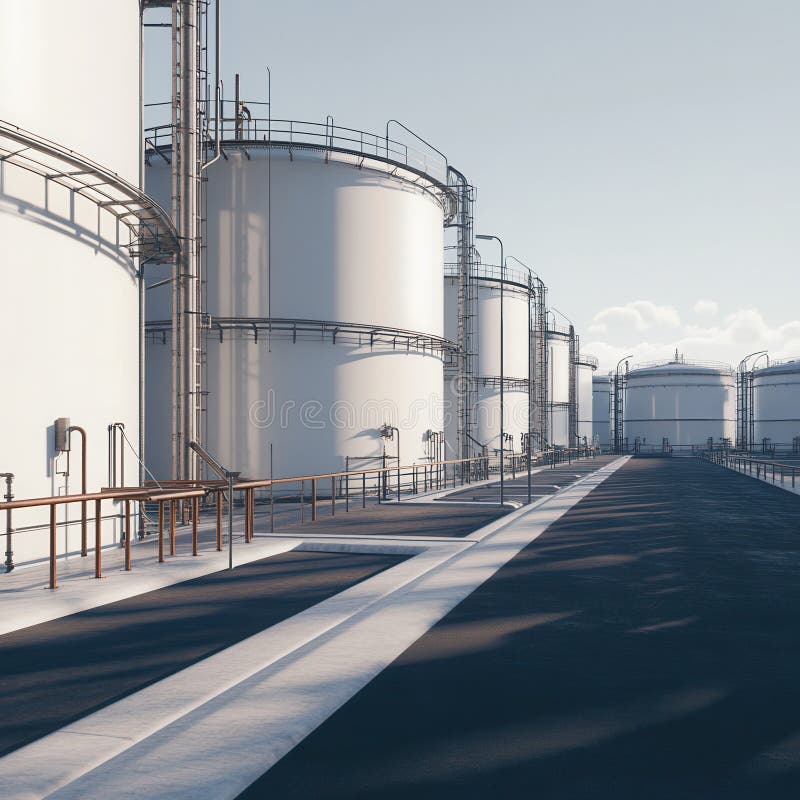 Massive Industrial Storage Tanks Viewed from the Side, Showcasing ...