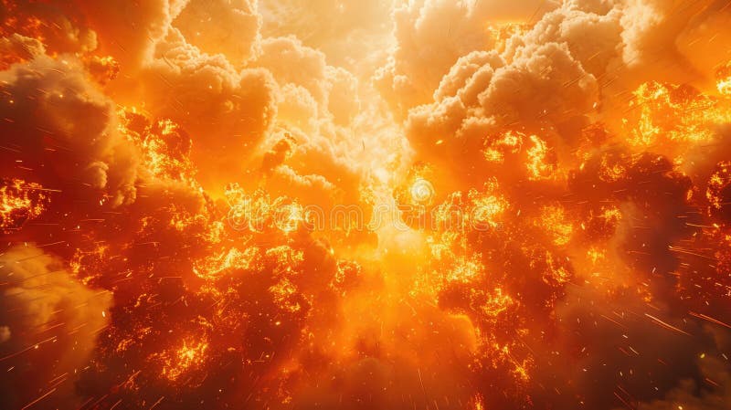 Massive Intense Explosion with Towering Flames and Thick Smoke Rising ...