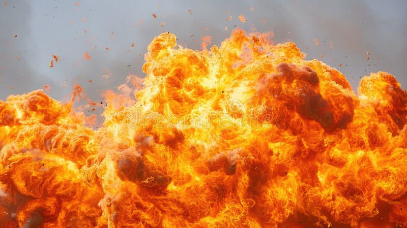 Massive Intense Explosion with Towering Flames and Thick Smoke Rising ...